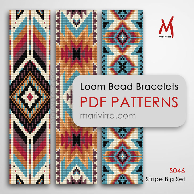 Stripe Big Set of Three Loom Digital Bead Patterns – MariVirra